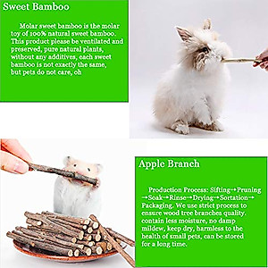 VCZONE Small Animals Chew Toys Set, 3 Types Chew Toys Snacks Sweet Bamboo Timothy Grass Apple Sticks for Guinea Pig Rabbits Hamster Chinchilla Squirrel Bunny (330g)