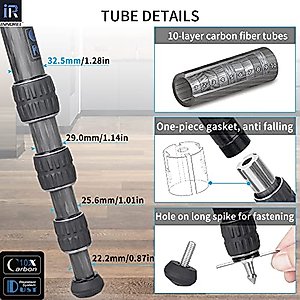 Carbon Fiber Tripod-INNOREL GT324C Professional Compact Tripod for DSLR Camera Heavy Duty Stand with Low Gravity Center Ball Head Special-Shaped Center Column Max Load 55lbs/25kg