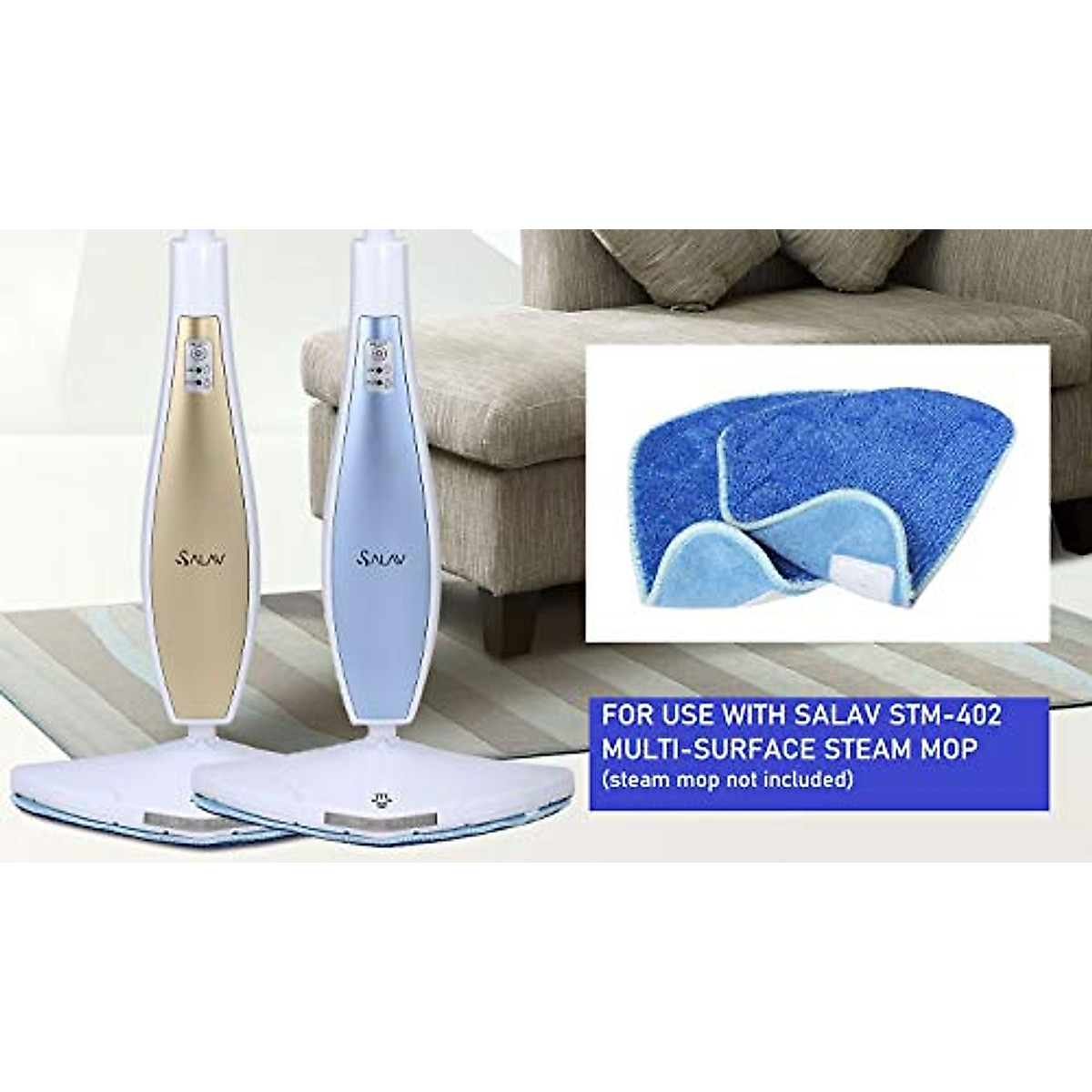 SALAV, Professional Series Mop Pad Refills for The Salav STM-402 Steam Mop, MP-102, Pack of 8