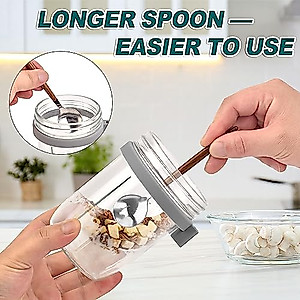 RACHAL Overnight Oats Containers with Lids and Spoon, 2 Pack Mason Jars for Overnight Oats, 20 Oz Glass Oatmeal Container to Go for Chia Pudding Yogurt Salad Cereal Meal Prep Jars (white,gray)