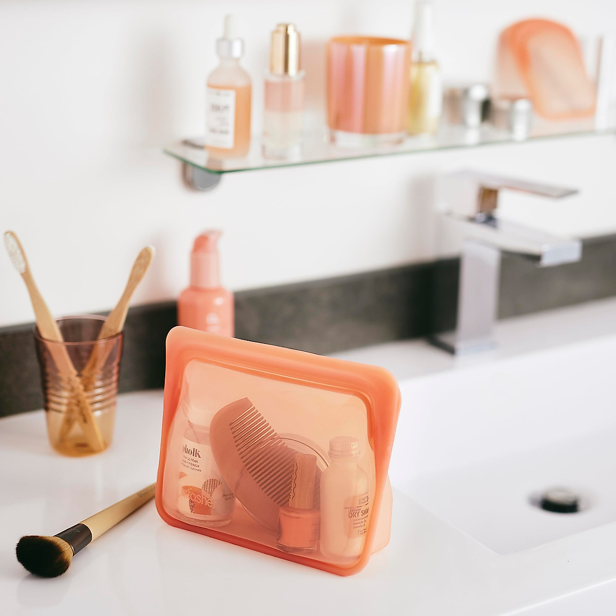 Stasher Platinum Silicone Food Grade Reusable Storage Bag, Clear (Stand-Up Mini) | Reduce Single-Use Plastic | Cook, Store, Sous Vide, or Freeze | Leakproof, Dishwasher-Safe, Eco-friendly | 28 Oz