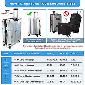 Explore Land Clear Luggage Cover Tough Protector Fits for 30-32 Inches Suitcase for Travel Airplane (PVC, XL)