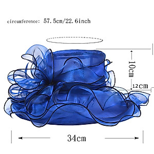 Ruphedy Women Derby Church Dress Fascinator Wide Brim Tea Party Wedding Hats S042b (S056-Navy)