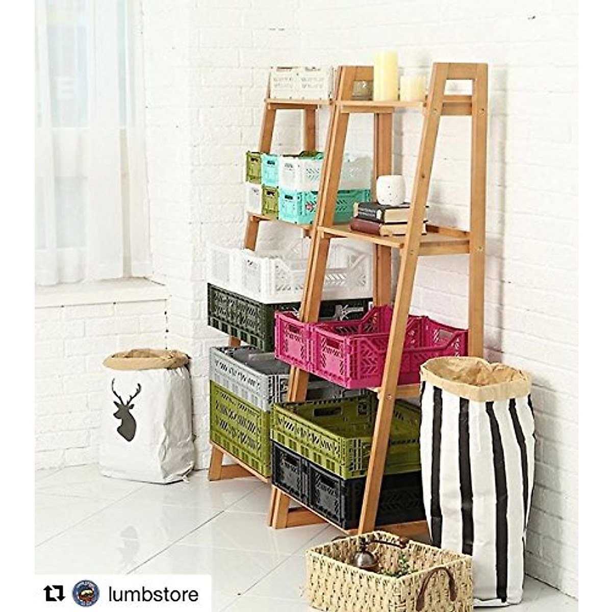 2 x AY-KASA Collapsible Storage Bin Container Basket Tote, Folding Basket Crate Container : Storage, Kitchen, Houseware Utility Basket Tote Crate Mini-Box (Purple)