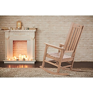 YeegfeyA Vaneventi Outdoor Rocking Chair with 350lbs Support, All-Weather Oversized Outdoor Chair, Fade-Resistant Porch Rocker Chair, 34L 27W 46.8H (Teak)