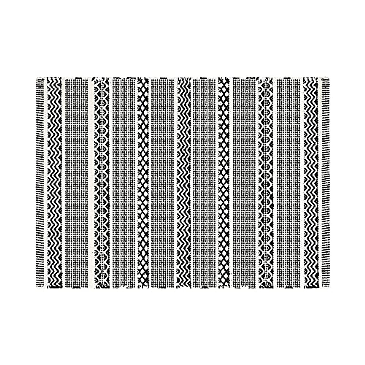 SAVON Hand Woven Cotton Flatweave Area Rug 3x2 Footmat Doormat Woven Black and White Geometric Boho