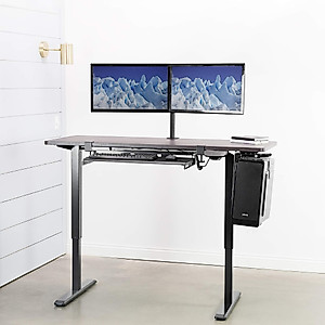 VIVO Electric Height Adjustable 60 x 24 inch Stand Up Desk, Espresso Solid One-Piece Table Top, Black Frame, Standing Workstation with Elegant Touch Screen Controller, DESK-KIT-2E6E