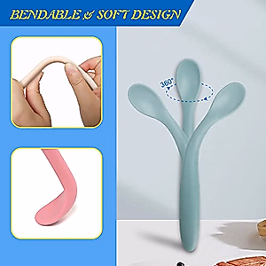 JUSONEY Silicone Baby Spoons - First Stage Baby Self Feeding Spoons 6+ Months,Shorter and Longer Infant Spoons Set for Parent and Self-Feeding,BPA Free Baby Led Weaning Spoons Training Spoon (8 Pack)