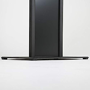 M&T Displays Tempered Clear Glass Podium with Aluminum Front Panel Black Aluminum Body and Base 43.9 Inch Height Floor Standing Lectern Pulpit Desk