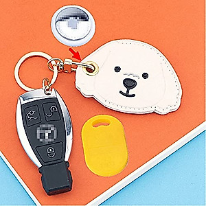 2 Pack Tomcrazy 3in1 Cartoon Protective Case for Apple Airtag Keys Ring Samsung Galaxy SmartTag Cases Tile Mate 2022 Sticker 2020 Access Card Keychain Suitable for Bag/Suitcase (1 Dog & 1 Bear)