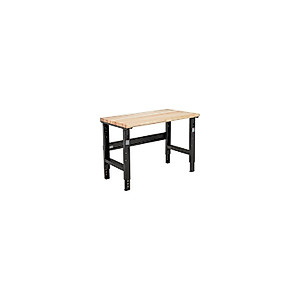 Global Industrial Adjustable Height Workbench C-Channel Leg, 48" W x 30" D, 1-3/4" Maple Top Safety Edge, Black