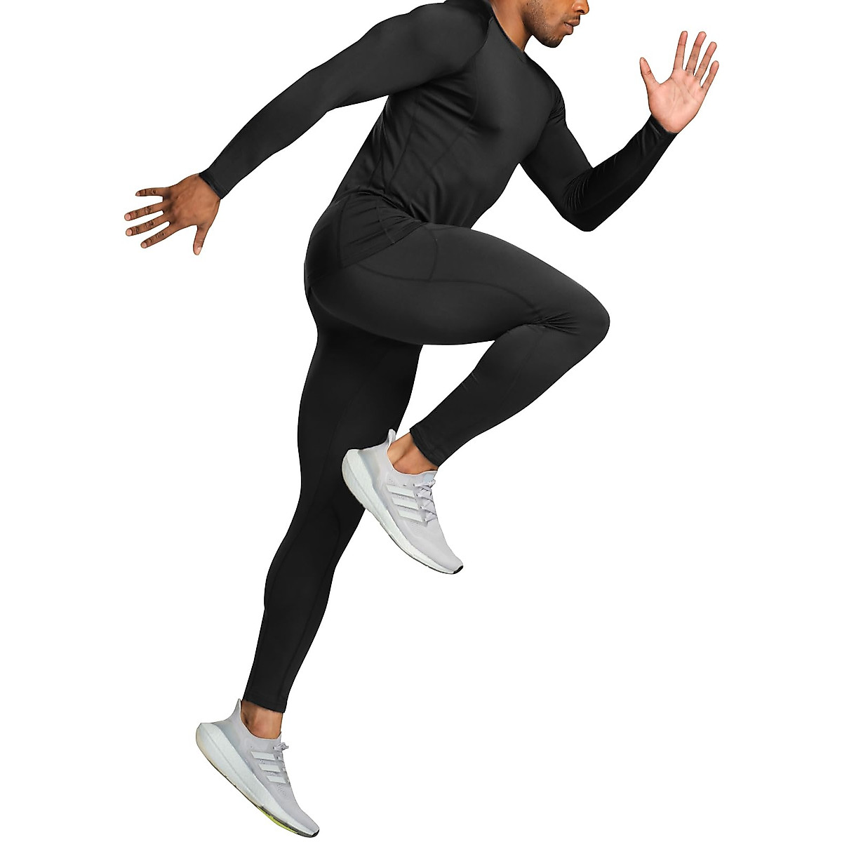 TSLA Men's Thermal Long Sleeve Compression Shirts, Athletic Base Layer Top, Winter Gear Running T-Shirt, Heatlock Round Neck Black, Medium