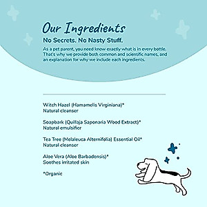 kin+kind Organic Ear Cleaner for Dogs - Made in The USA - Easy to Use & Mess-Free Dog Ear Drops for Wax, Odor, & Itchy Dog Ears w/Witch Hazel, Tea Tree Oil, & Aloe Vera - Ear Wash for Dogs(4 fl oz)