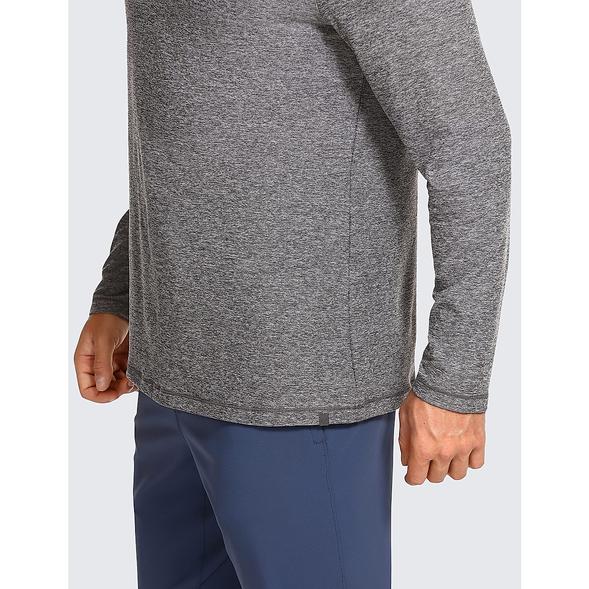 CRZ YOGA Men's Lightweight Long Sleeve T-Shirts Slim Fit Crew Neck Quick Dry Soft Athletic Workout Tee Tops Platinum Heather X-Large