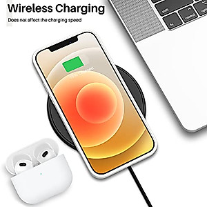 ORNARTO Compatible with iPhone 12 Case 6.1 and iPhone 12 Pro Case, Slim Liquid Silicone 3 Layers Full Covered Soft Gel Rubber Case Cover 6.1 inch-White