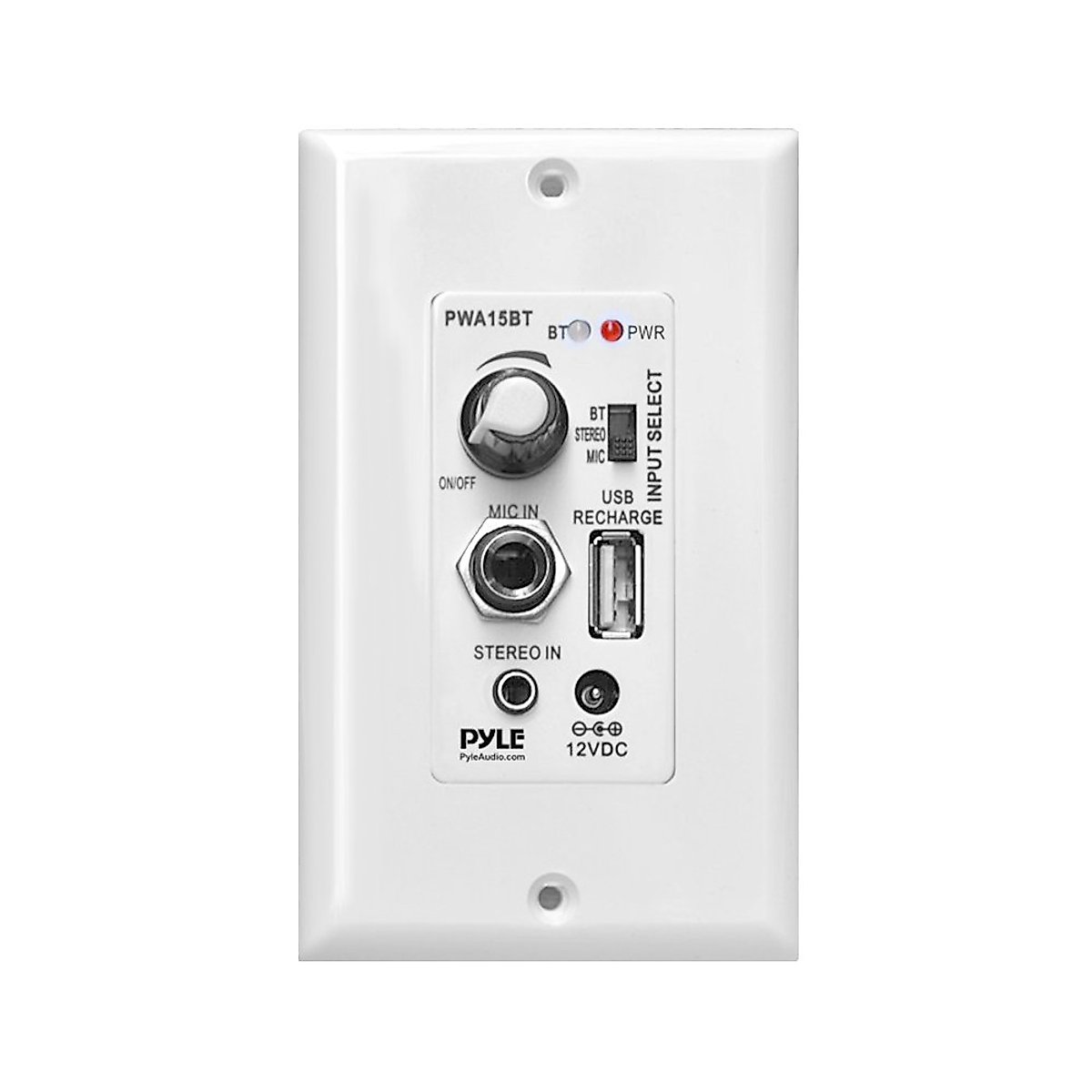 Pyle 6.5 inch 2 Way Home Speaker System w/ 200 Watts Spring Loaded Quick Connections, Bluetooth Receiver Wall Mount, Built in Amplifier, USB, Microphone, 3.5mm Input Aux, Flush Mount in Wall/Ceiling