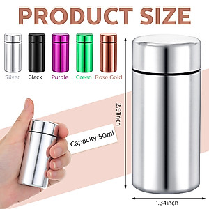 Zhehao 5 Pcs Aluminum Container Storage Container Miniature Metal Waterproof Containers for Coffee Teas Screw Top Lid Lock Odor 1.7 oz(Black, Silver, Rosy Gold, Purple, Green)