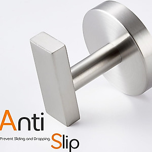 AONEON Robe Hook Brushed Nickel Bath Towel Hooks Stainless Steel Wall Hooks for Bathroom Kitchen Closet Garage Door Hanger 2 Pack, AN1001BR-P2