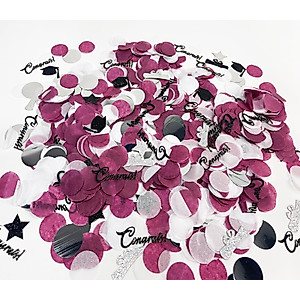 Graduation Decorations Maroon Siver/Burgundy Silver Table Decorations/Burgundy Silver Graduation Confetti/Maroon Graduation Party Table Decorations