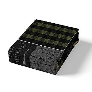 Queen Size Bear Print Bed Sheet Set Boys Girls Wild Animal Fitted Sheet for Kids Women Men Ultra Soft Rustic Cabin Country Bedding Set Green Black Grey Bed Cover Room Decor