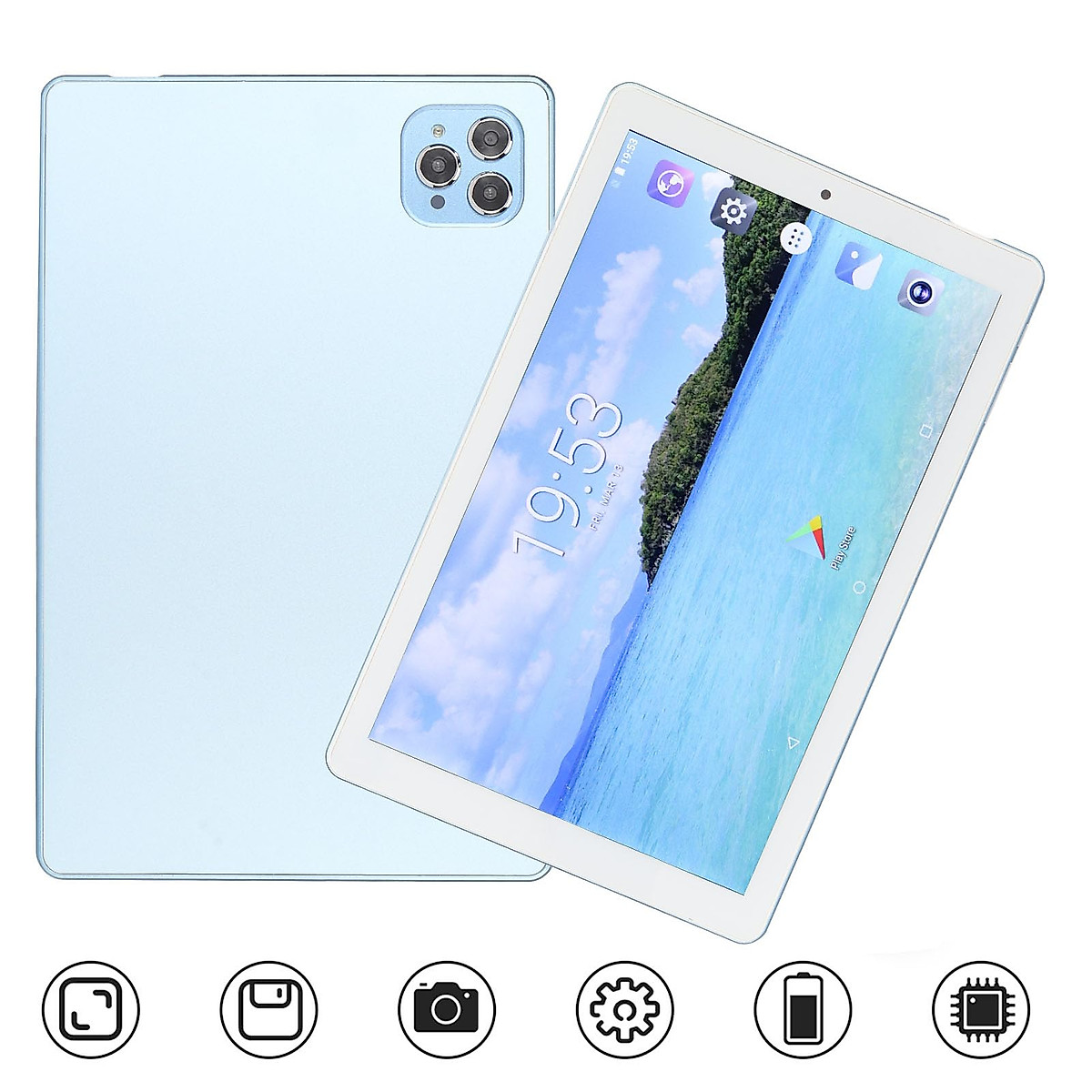 EBTOOLS 2 in 1 Tablet PC Set, 10.1 Inch Tablet for Android 11, 8 Core 4GB RAM 64GB ROM 5G WiFi Calling Tablet, 1920X1200 HD, 8MP 16MP Camera, 8800mAh, with Keyboard Headset Leather Mouse