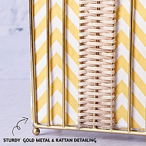 Folkulture Napkin Holder for Table, Napkin Holder for Kitchen Countertop, Square Paper Napkin Holder Modern for Table Decor, Farmhouse Tissue Holder for Centrepiece Decor, Gold