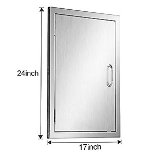 BBQ Access Door 17W x 24H BBQ Island Door Brushed Stainless Steel Perfect for Outdoor Kitchen or BBQ Island (17W x 24H)