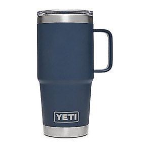 YETI Rambler 20 oz Travel Mug, Stainless Steel, Vacuum Insulated with Stronghold Lid, Navy