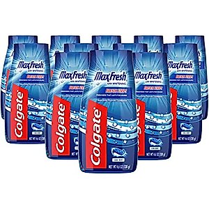 Colgate Max Fresh Whitening Toothpaste Gel, Liquid Gel Toothpaste for Less Mess Dispensing, Toothpaste with Breath Strips, Cool Mint, 4.6 Ounce, 12 Pack