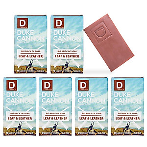Duke Cannon Supply Co. Big Ass Brick of Soap Bar for Men Leaf + Leather (Amber & Woodsy Scent) Multi-Pack - Superior Grade, Extra Large, Masculine Scents, All Skin Types, Paraben-Free, 10 oz (6 Pack)