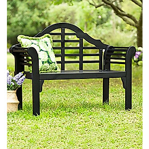 Plow & Hearth 62A79-BK Lutyens Eucalyptus Wood Garden Bench, Black