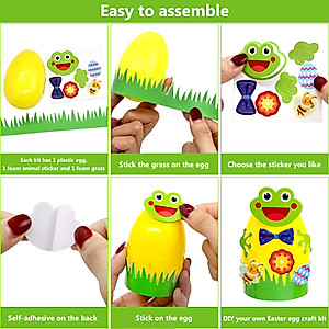 Fancy Land Easter Egg Decorating Kit Foam Easter Animal Craft Kits for Kids with Plastic Eggs 24 Pack