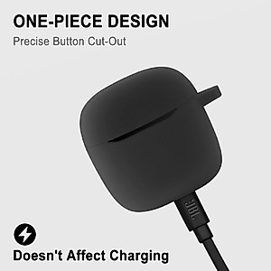 Geiomoo Silicone Case Compatible with JBL Tour Pro+ TWS, Protective Cover with Carabiner (Black)