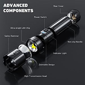 Sigoobal Rechargeable LED Flashlights High Lumens,900000 Lumen Super Bright Flashlight with USB Output, 20 Hours Runtime 5000ɱAh Large Capacity Flash Light, Powerful Flashlight for Home, Camping