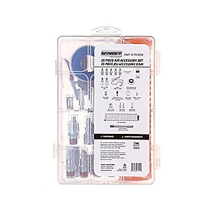 WYNNsky 1/4 Inch NPT Air Accessory Kit - 20 Piece, Air Compressor Hose Tool Kit with Coil PU Hose/Blow Gun/Tire Gauge/Storage Case