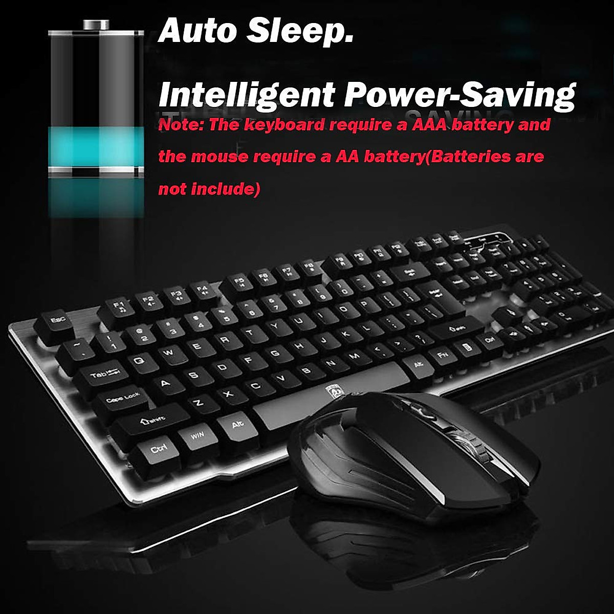 Keyboard and Mouse Combo,2.4G Wireless Mechanical Hand Feel Ergonomic Multimedia Gaming Keyboard +1600DPI Optical Mouse+Mice Pad for Laptop PC Smart TV MacBook (Black)