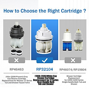 RP32104 Shower Cartridge, Compatible with Delta Monitor 1700 series(1998-2005) Showers, Easy to Install rp32104 Cartridge Replacement, Including the RP32104 Cartridge and Parts