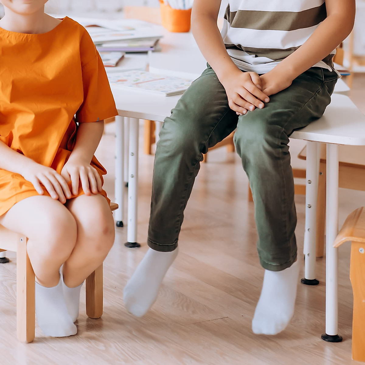 BOOPH 20 Pcs Boys Girls Half Cushion Socks Kids Low Cut Socks 6-8 Years Grey