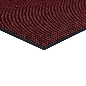 Amazon Basics Poly Linear-Rib Commercial Carpet Vinyl-Backed Mat 3' X 4' Red/Black