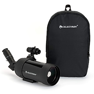 Celestron – MAK 90mm Angled Spotting Scope – Maksutov Spotting Scope – Great for Long Range Viewing – 39x Magnification with 32mm Eyepiece – Multi-coated Optics – Rubber Armored