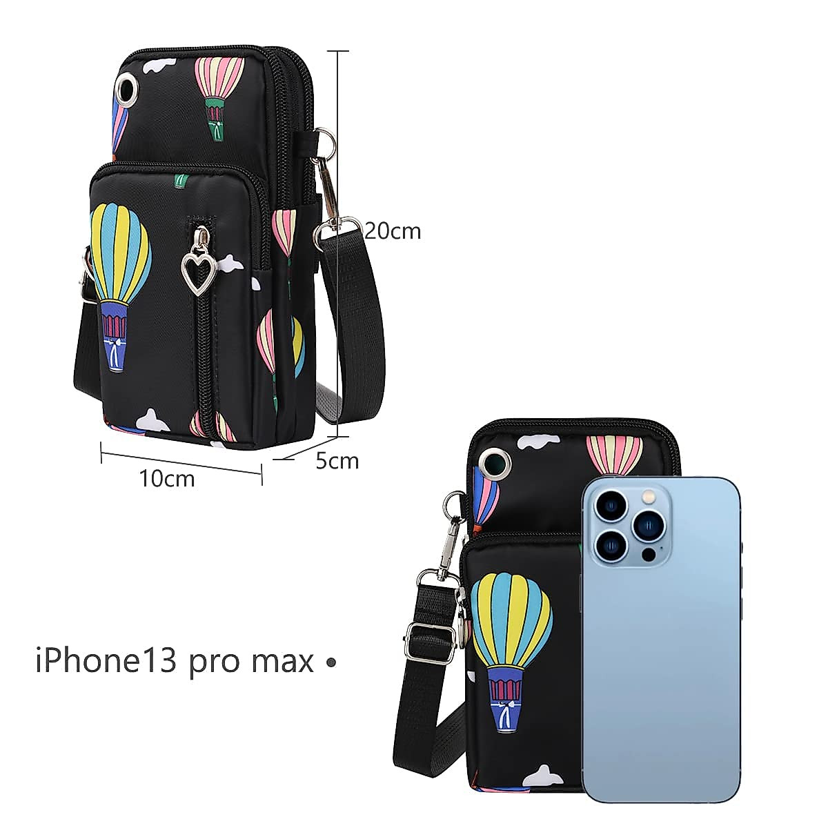 Small Crossbody Wallet Phone Bag, Nylon Cell Phone Purse, Travel Crossbody Bag Cell Phone Shoulder Bag Arm Bag Mini Wallet Purse, with Headphone Port (Balloon)