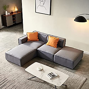 HomSof Modern Modular Sectional Sofa with Two Pillows, Convertible Corner L-Shaped Couch for Living Room, Dark Grey