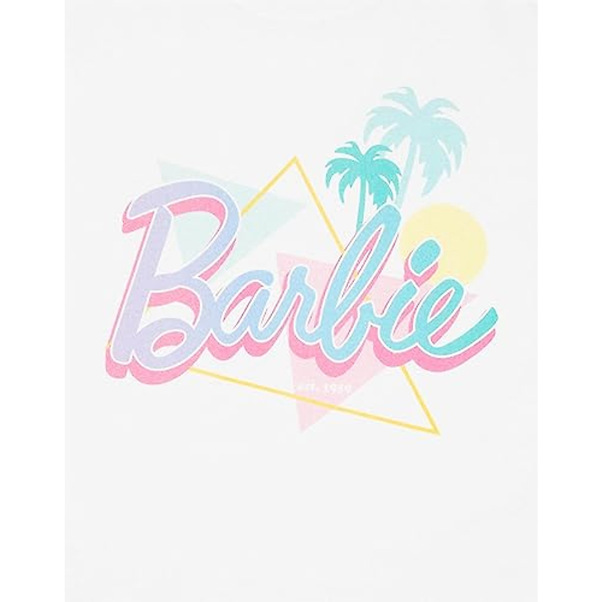 Barbie Women's Palm Tree T-Shirt | Iconic Brand | Fashionable White Top | Comfortable Retro Fit Movie Merchandise Gift - Large