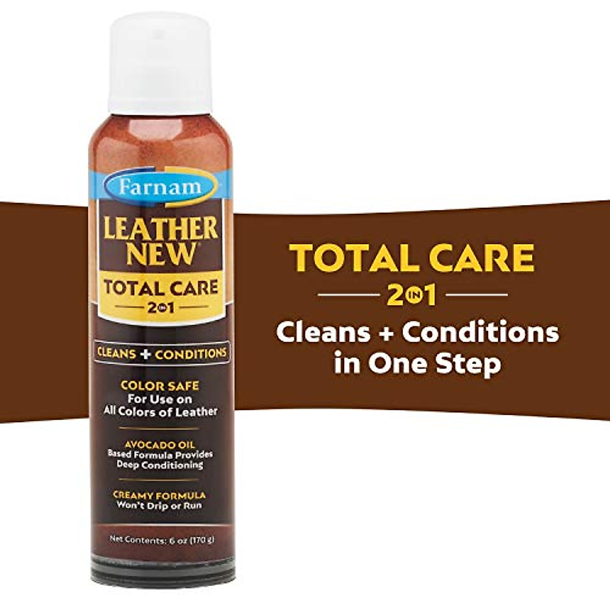Farnam Leather New Total Care 2-in-1 Leather Cleaner & Conditioner, for use on All Leather, 6 Ounces