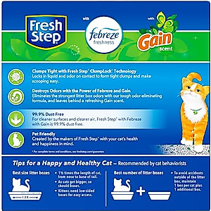 Fresh Step Clumping Cat Litter with Febreze Gain Scent, Long Lasting Odor Control Kitty Litter with Activated Charcoal, Low Dust Formula, 14 lb