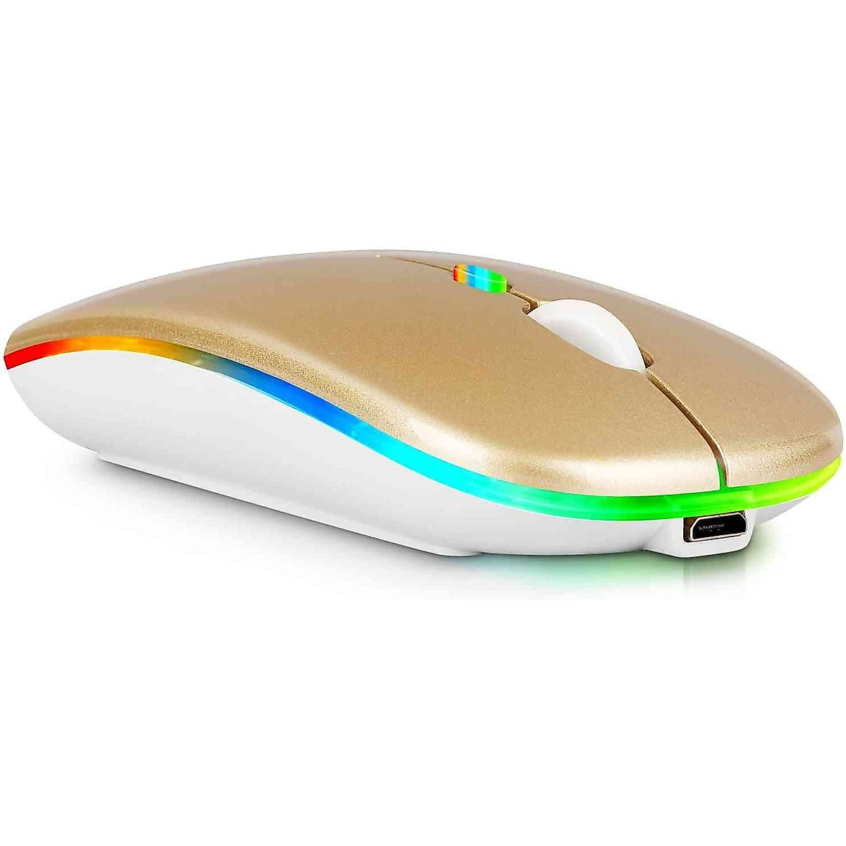 UrbanX Bluetooth Rechargeable Mouse for Lenovo 81UT00EAUS IdeaPad Laptop Bluetooth Wireless Mouse Designed for Laptop/PC/Mac/iPad pro/Computer/Tablet/RGB LED Gold