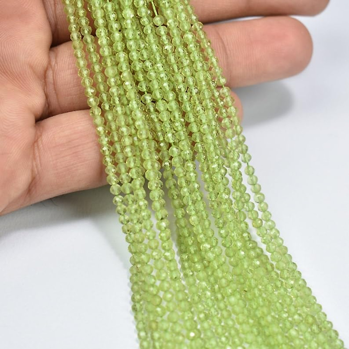 Natural Peridot roundella Faceted Beads 2.5mm 13 inch Long String Jewelry Making Gemstone Beads for Necklace Bracelet