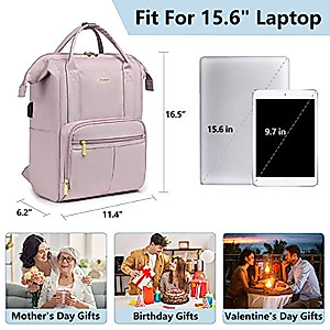 Focdod Laptop Backpack Women Work Bag - 15.6 inch with Laptop Compartment Waterproof Professional Travel Backpack Purse with USB Charger for College Teacher Nurse Business Women Purple