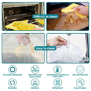 8 Pcs Silicone Food Dehydrator-Trays with Edge, 8 Pcs Mesh Dehydrator Mats,Reusable Non Stick Silicone Dehydrator Sheets (11x 11in) for Liquids,Fruit Leather,Herbs,Meat and Yogurt