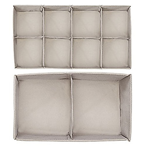 iDesign Chevron, 10 Compartments, InterDesign Fabric Dresser Drawer Storage Organizer for Underwear, Socks, Bras, Tights, Leggings-Set of 2, Taupe/Natural